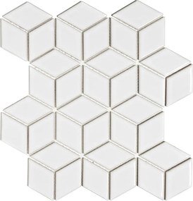 FIN Keramická mozaika bílá Mozaika RHOMBUS Bílá Lesk 4,8x8,3 (26,7x30,9) cm - PACU100