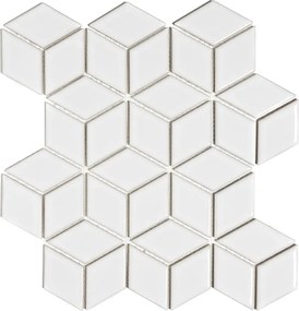 FIN Keramická mozaika bílá Mozaika RHOMBUS Bílá Lesk 4,8x8,3 (26,7x30,9) cm - PACU100