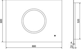 Mexen Koga podsvícené koupelnové zrcadlo 80 x 60 cm, LED 6000K, proti mlze - 9821-080-060-611-00