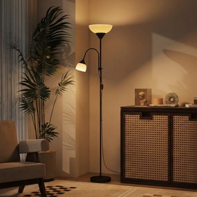 HOMCOM Stojací lampa s reflektorem, lampa matky a dítěte, vysoká lampa se 3 barevnými teplotami a flexibilním husím krkem, černá