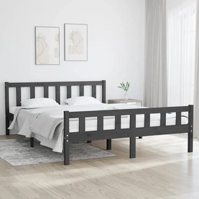 810686 vidaXL Rám postele šedý masivní dřevo 150 x 200 cm King Size