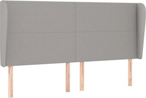 Čelo postele typu ušák světle šedé 203x23x118/128 cm textil 3117698
