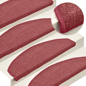 Schodové rohože 15 ks 65 x 24 x 4 cm bordó půlkulaté velké 322373