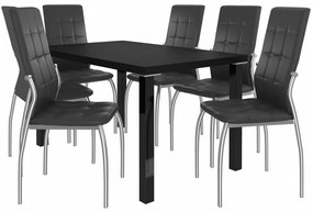 Jídelní set Loreno 1+6 židlí - černá/černá