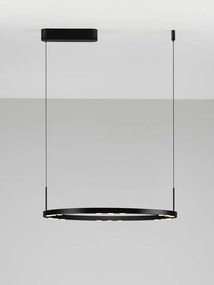 Matně černé hliníkové LED stmívatelné závěsné svítidlo ø 60 cm Lunette – Nova Luce