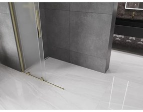 Mexen Velar, sprchová zástěna s posuvnými dveřmi Walk-in 100 x 200 cm, 8mm sklo námraza, zlatá lesklá, 871-100-000-33-50