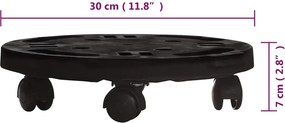 Vozík na rostliny na kolečkách průměr 30 cm černý 170 kg 151829