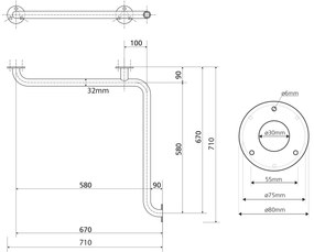 Sapho, Madlo do sprchy 670x670mm, nerez, XH544
