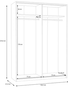 Šatní skříň KARO 150x210 cm bílá