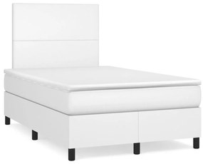 Box spring postel s matrací a LED bílá 120 x 190 cm umělá kůže