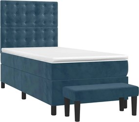 Box spring postel s matrací tmavě modrá 90x200 cm samet 3138065
