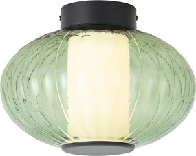 Designové stropní svítidlo černé 28 cm se zeleným sklem vč. LED 3-stupňové stmívatelné - Margherite