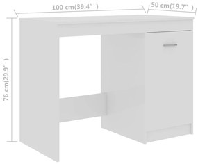 vidaXL Marketos Psací stůl bílý s vysokým leskem 100x50x76 cm kompozitní dřevo
