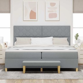 Postel s boxspringem s čelo Světle šedá 200 x 200 cm textil 3344401