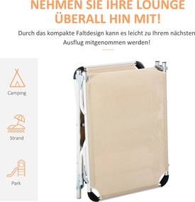 Outsunny skládací zahradní lehátko s polštářem ergonomické relaxační lehátko s 4stupňově nastavitelným opěradlem, hliníkové, nosnost až 120 kg, vhodn…