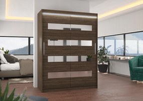 ADRK Furniture Posuvná skříň se zrcadlem a LED osvětlením BALTIC 150