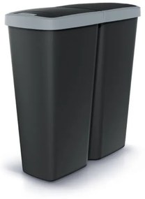MAXIVA Odpadkový koš - COMPACTA Q DUO, černá nádoba, 50 l Barva: světle šedá
