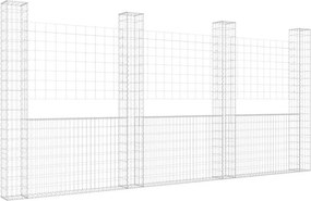 Gabionový koš ve tvaru U se 4 sloupky železo 380 x 20 x 200 cm 151291
