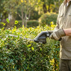 Outsunny 2-v-1 elektrické nůžky na živé ploty a keře s 2 x 7,2V dobíjecí 2,0 Ah baterií, 2 vyměnitelné čepele, černé