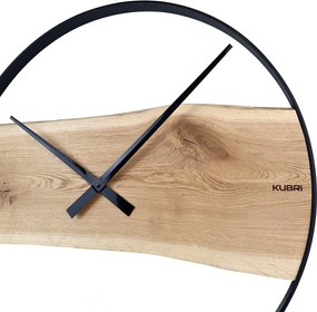KUBRi 1005A - Obrovské 80 cm hodiny z masivního dubu s kovovým rámem