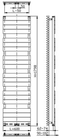 Aqualine, BONDI topné těleso 600x1798mm, antracit, DC455T