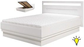 Manželská postel Irma 180x200cm s úložným prostorem a osvětlením - bílá