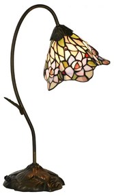 Stolní lampa Tiffany Ruth růžová ve tvaru květiny – 48 cm