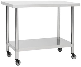 vidaXL Kuchyňský pracovní stůl s kolečky 100x45x85 cm nerezová ocel