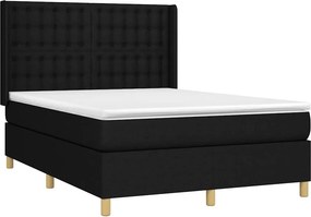 Box spring postel s matrací a LED černá 140x190 cm textil 3139191