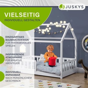 Juskys Dětská domečková postel Marli 80 × 160 cm Barva: přírodní, Velikost: 80 × 160 cm