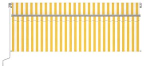 vidaXL Marketos Ručně zatahovací markýza s roletou a LED 4 x 3 m žlutobílá