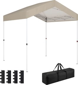 Outsunny skládací altán 2,4 x 2,4 m Pop-up UPF50+ centrální uzávěr nastavitelné výšky cestovní taška pytle na písek béžová