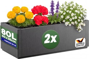 Květináč Ethica sada 2 ks antracitová plast 80x36x36cm