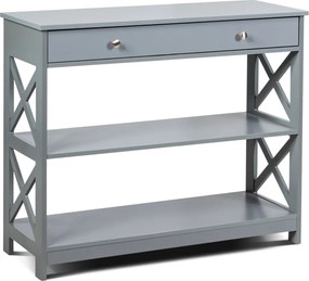 Costway Konzolový stůl 3 úrovně se zásuvkou ze dřeva – 100 × 30 × 80 cm, šedá