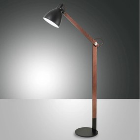 Fabas luce Fabas Sveva, čtecí lampa s vypínačem, černý kov/dřevo, 1x40W E27, 105+58cm