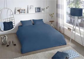 Modré povlečení na dvoulůžko/prodloužené z bavlny Renforcé 200x220 cm Uni – Good Morning