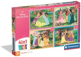 Clementoni - Puzzle 4v1 Disney Princezny