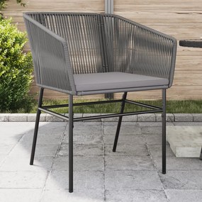 Zahradní židle 2 ks s poduškami šedé polyratan,  369104