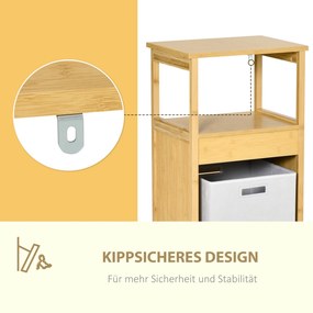 Samostatná skříňka do koupelny kleankin z bambusu s košem na prádlo - úsporná skříňka do koupelny - rozměry 40Š x 30H x 86,5V cm