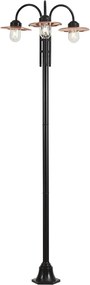 Moderní venkovní lampa černá s mědí 235 cm 3-světla IP44 - Kansas