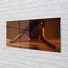 Obraz na skle Žena s materiálem 100x50 cm