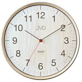 JVD Netikajcí analogové tiché nástěnné hodiny v imitaci dřeva JVD HA17.2