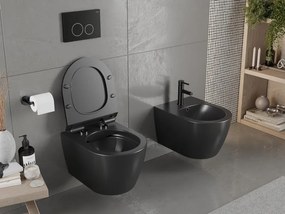 Mexen Carmen závěsné wc Rimless s toaletním Slim sedátkem z duroplastu, černá matná - 30880185