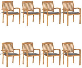 Stohovatelné zahradní židle s poduškami 8 ks masivní teak,  3073241