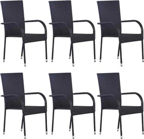 7dílný zahradní jídelní set černý polyratan 3156669