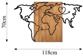 Nástěnná dekorace 118x70 cm mapa dřevo/kov