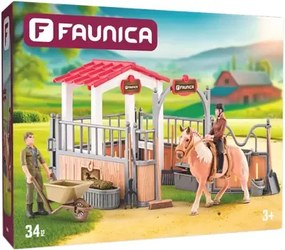 FAUNICA Herní sada Malá stáj / 2 figurky s koněm / plast / od 3 let
