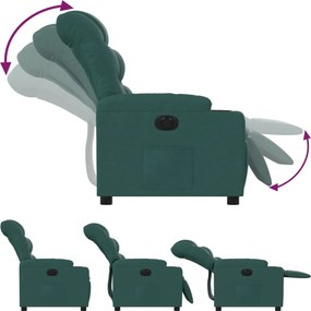 Elektrické polohovací křeslo tmavě zelené textil 3206633