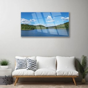 Obraz na skle Jezero Les Krajina 125x50 cm