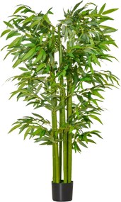 HOMCOM Umělá Bambu 160 cm Velká Umělá Rostlina, Umělý Bambus, Plastové Umělé Rostliny v Květináči, Napodobenina Rostliny pro Obývací Pokoj, Ložnici, K